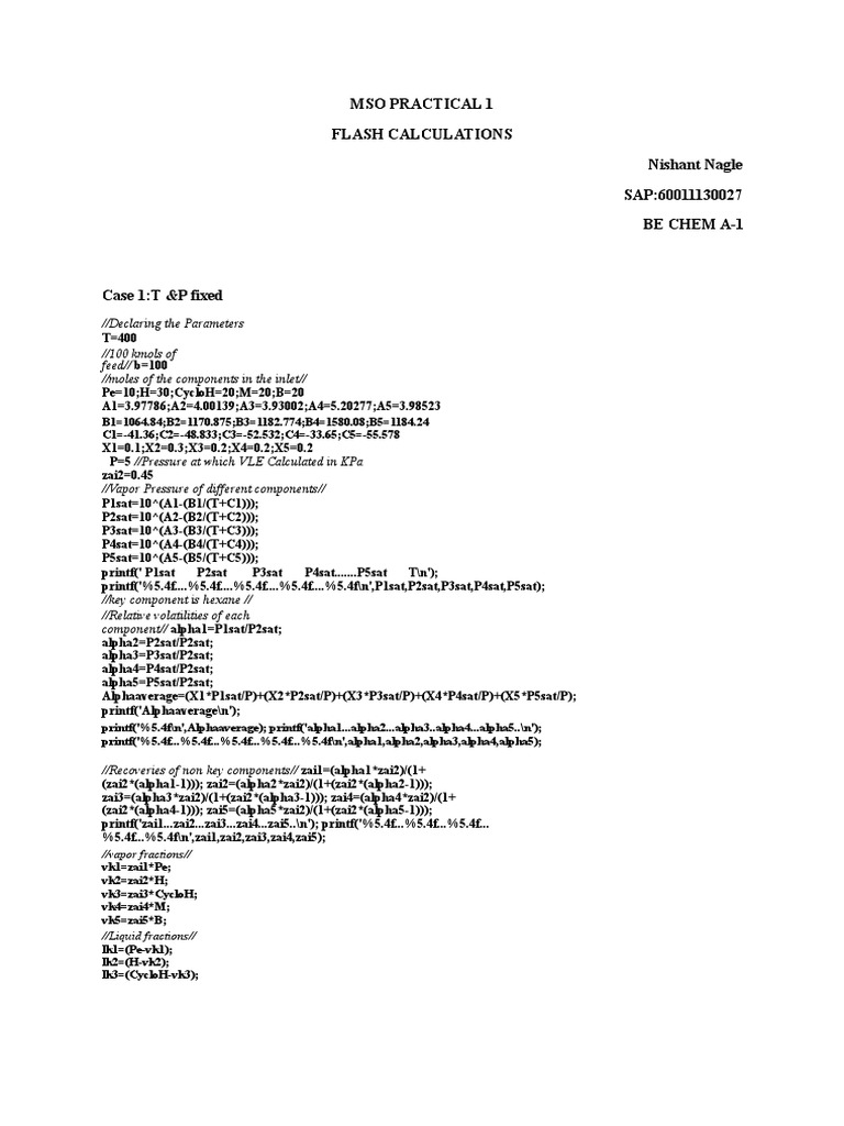Scilab Programs Mso Pdf Chemical Process Engineering Statistical