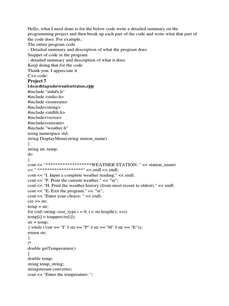 Project 7 .CPP: Edwardmagruderweatherstation | PDF | Software ...