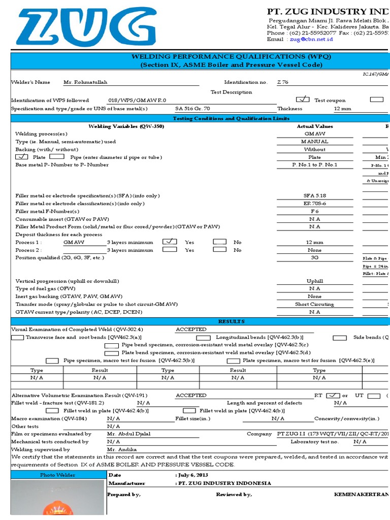 Welding Performance Qualifications (Wpq) (Section IX, ASME Boiler and ...