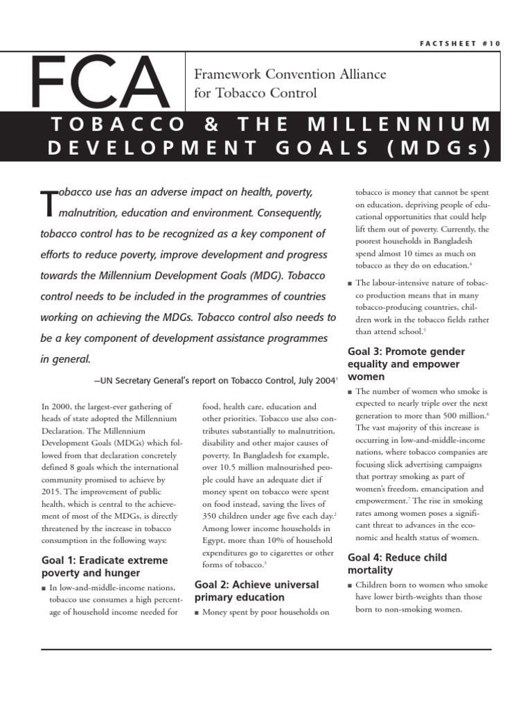 Tobacco & MDG | PDF | Millennium Development Goals | Tobacco Smoking