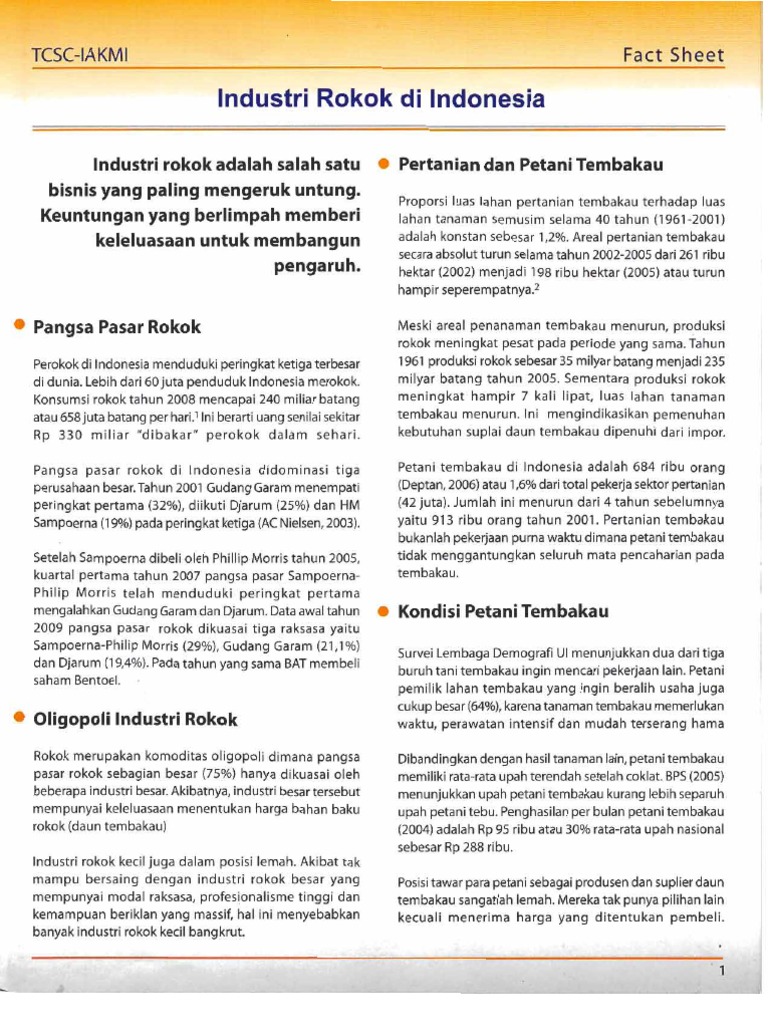 Industri Rokok Di Indonesia | PDF