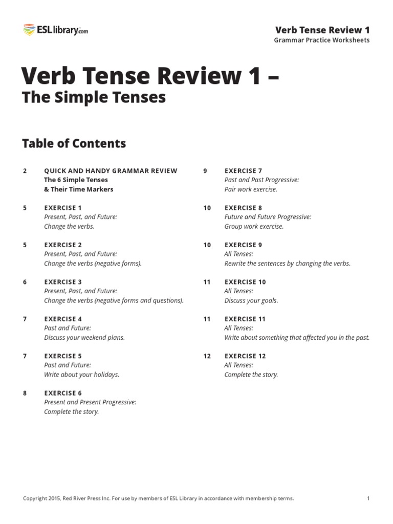 88 Verb Tense Review 1 The Simple Tenses US Student | PDF | Grammatical ...