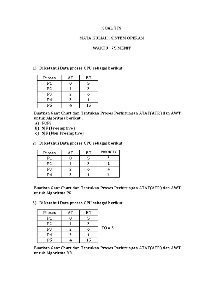 Soal Tts Sistem Operasi | PDF | Komputer