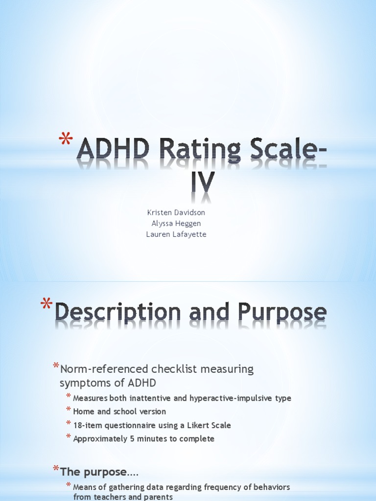 AppMeth, ADHD Rating Scale-IV | PDF | Attention Deficit Hyperactivity Disorder | Race And ...