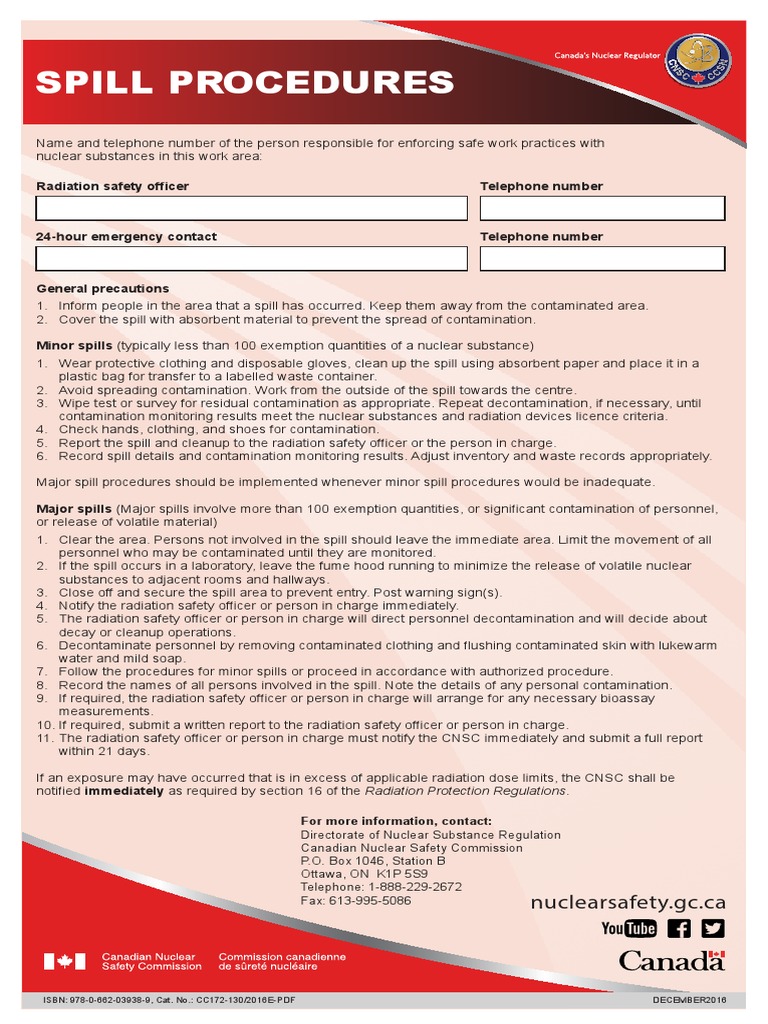 Spill Procedures Eng | PDF | Radioactive Contamination | Radiation ...