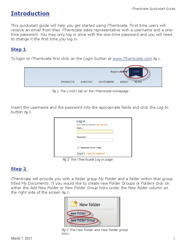 Ithenticate Quickstart Guide | PDF | Login | Directory (Computing)