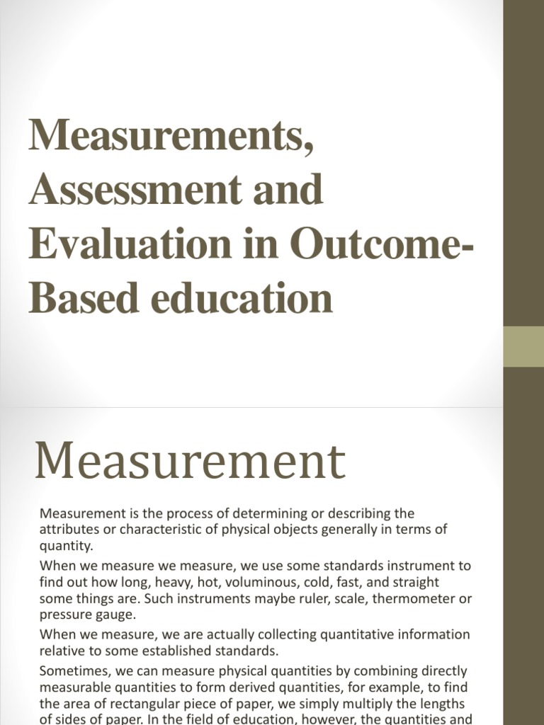 Measurements Assessment and Evaluation in Outcome Based Education | PDF ...