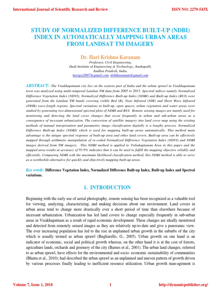 Study of Normalized Difference Built-Up (Ndbi) Index in Automatically ...
