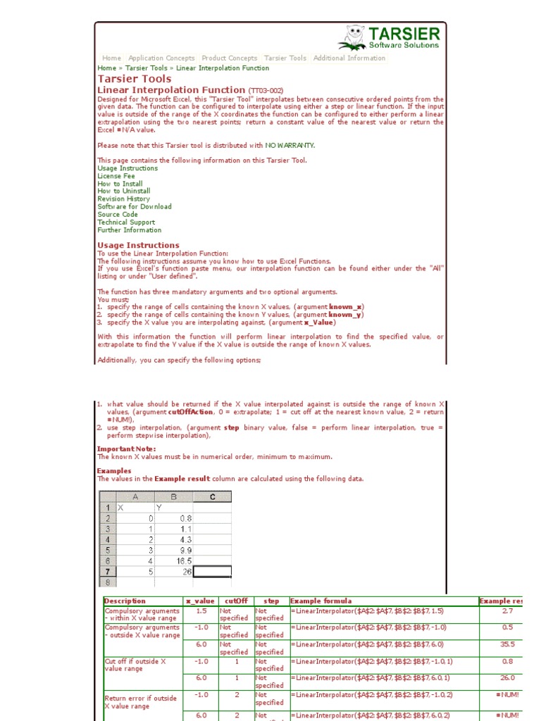 Linear Interpolation Function | PDF | Interpolation | Microsoft Excel