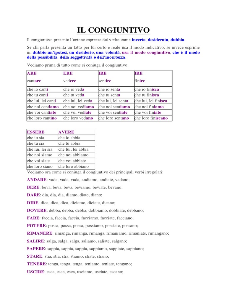 IL CONGIUNTIVO.docx | Verb | Language Mechanics