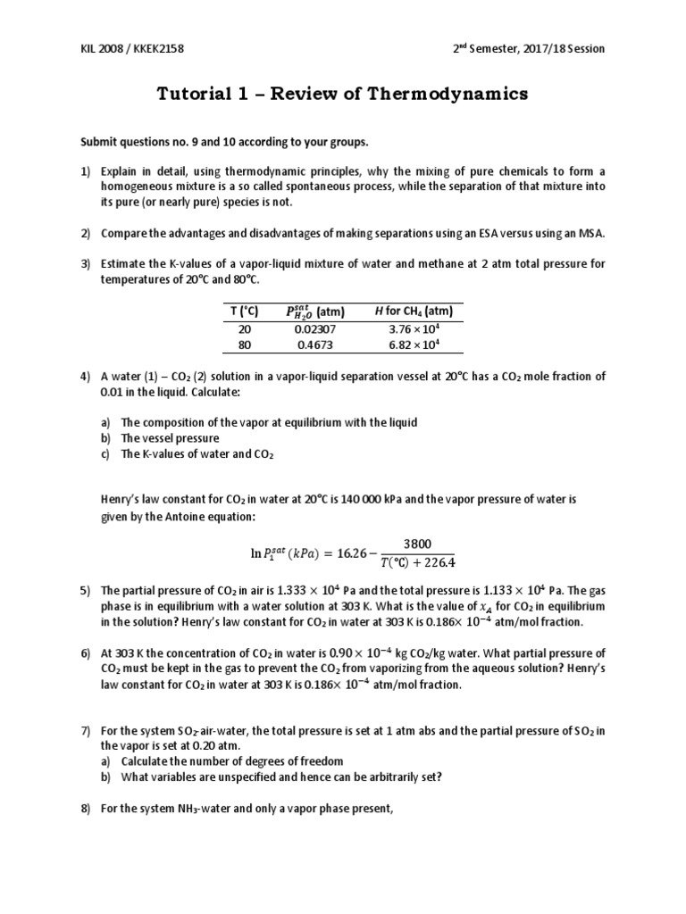 Tutorial 1 - Review of Thermodynamics | Download Free PDF | Continuum ...