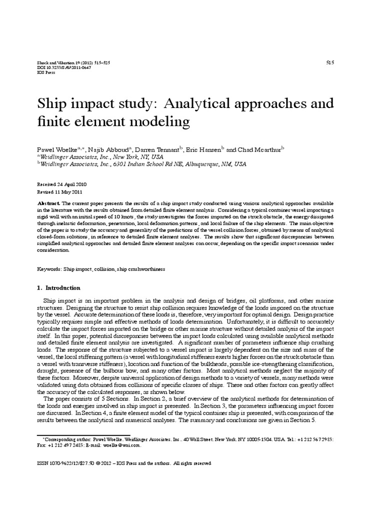 Ship Impact Study: Analytical Approaches and Finite Element Modeling ...
