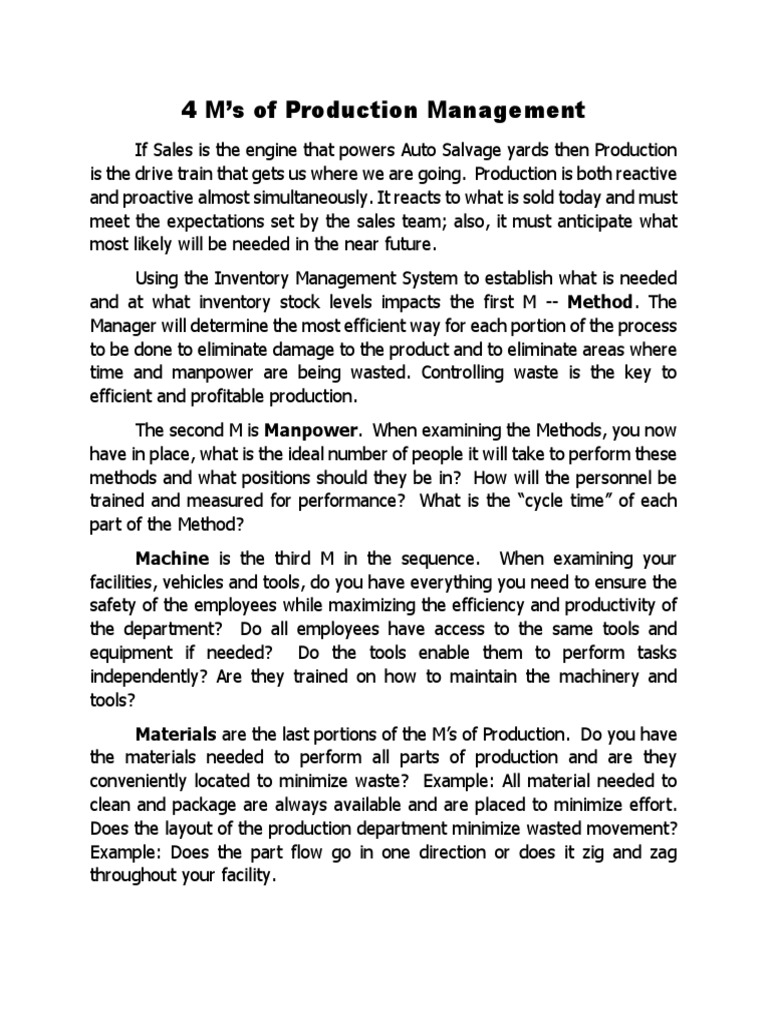 4 M's - ENTREP | PDF | Inventory | Employment