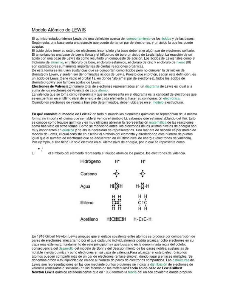 Modelo Atómico de LEWIS | PDF | Enlace químico | Enlace covalente