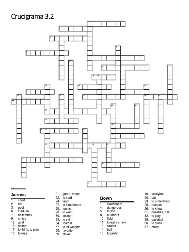 Crucigrama de Vocabulario - en Espanol I Unidad 3 Etapa 2 | PDF