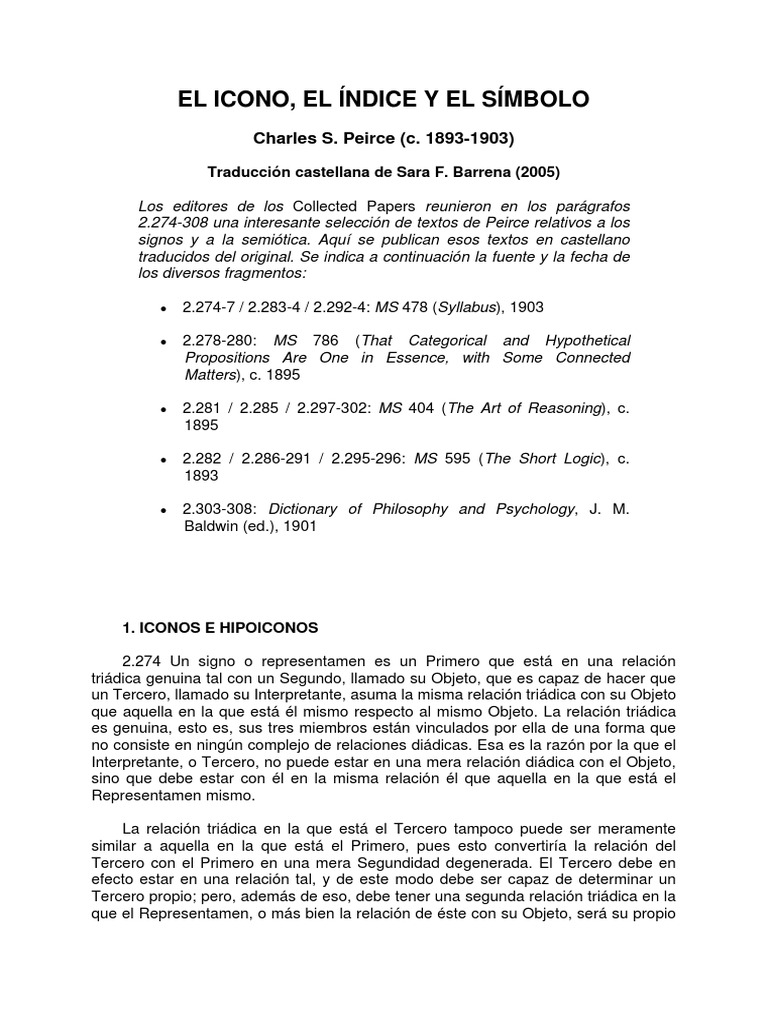 El Icono El Indice y El Simbolo - Peirce | Descargar gratis PDF | Los ...