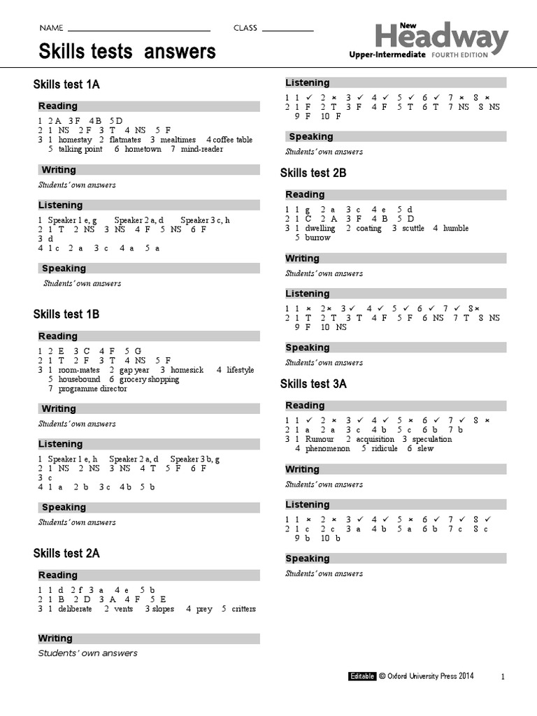 Skills Tests Answers | PDF