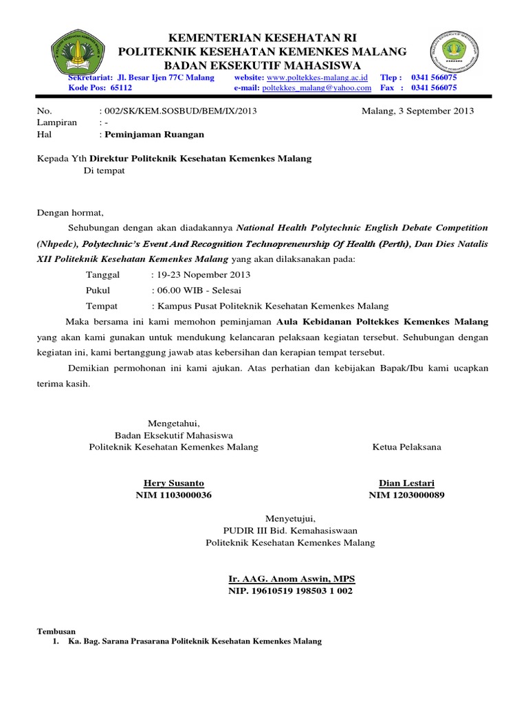 Surat Peminjaman Aula Bidan.002 | PDF