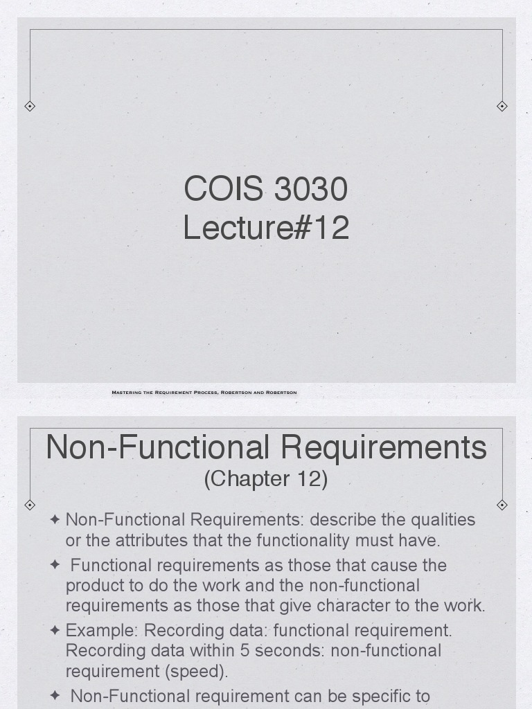 Non-Functional Requirements: A Summary of Performance, Usability ...