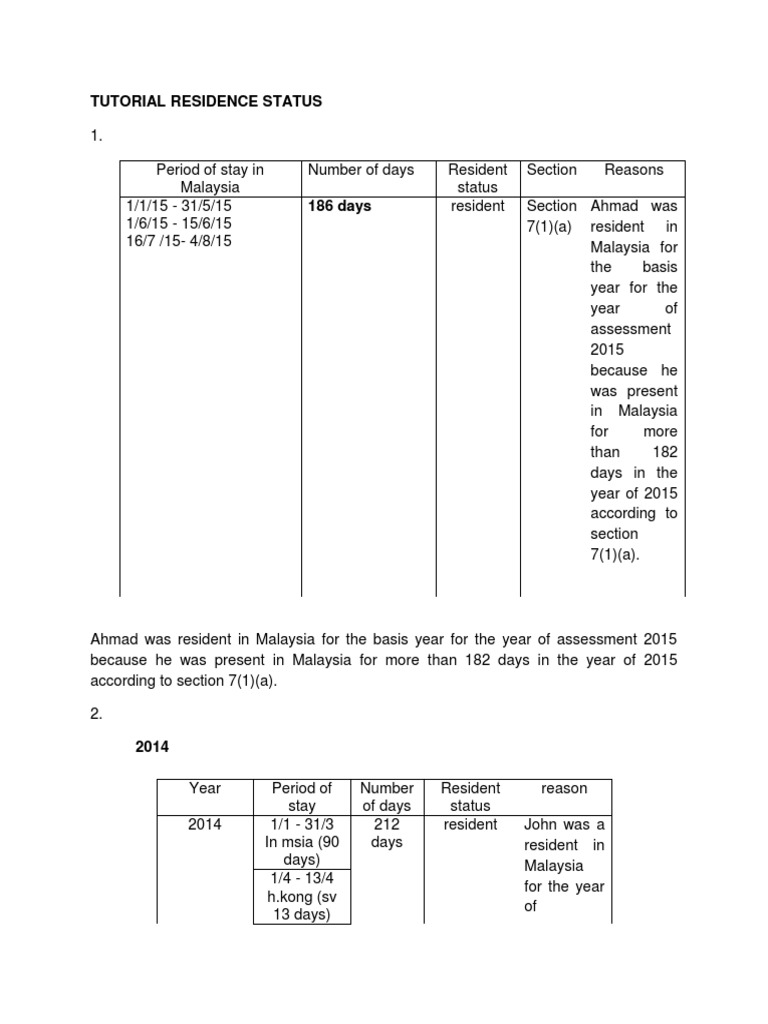 Resident Status Answer | PDF | Government | Business