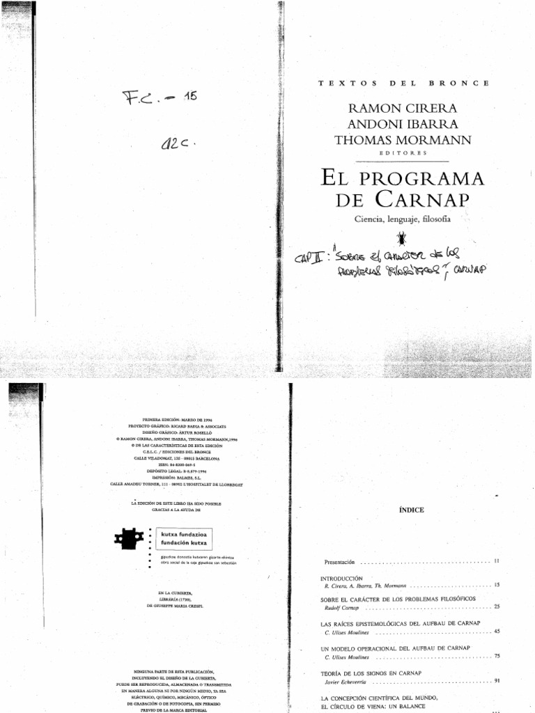 Carnap 1934 Sobre El Caracter de Los Problemas Filosoficos - Doble - Pag | PDF