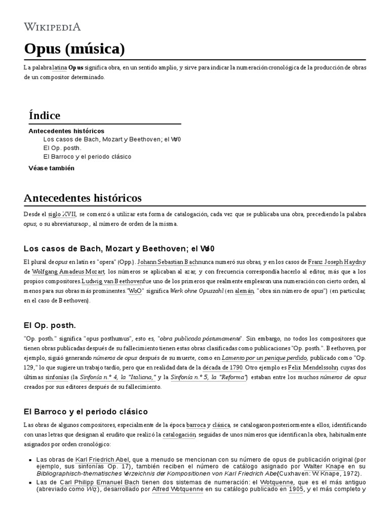 Opus (Música) | PDF | Numero Opus | Música