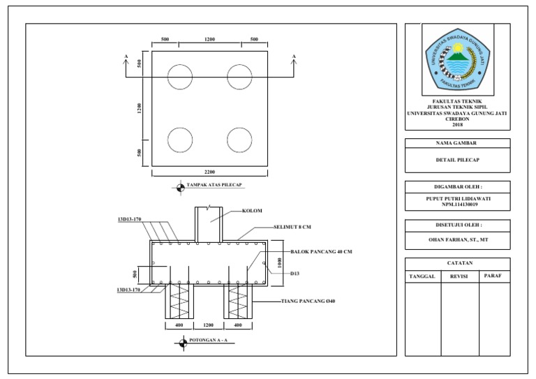 Detail Penulangan Pile Cap Teknik Sipil | PDF