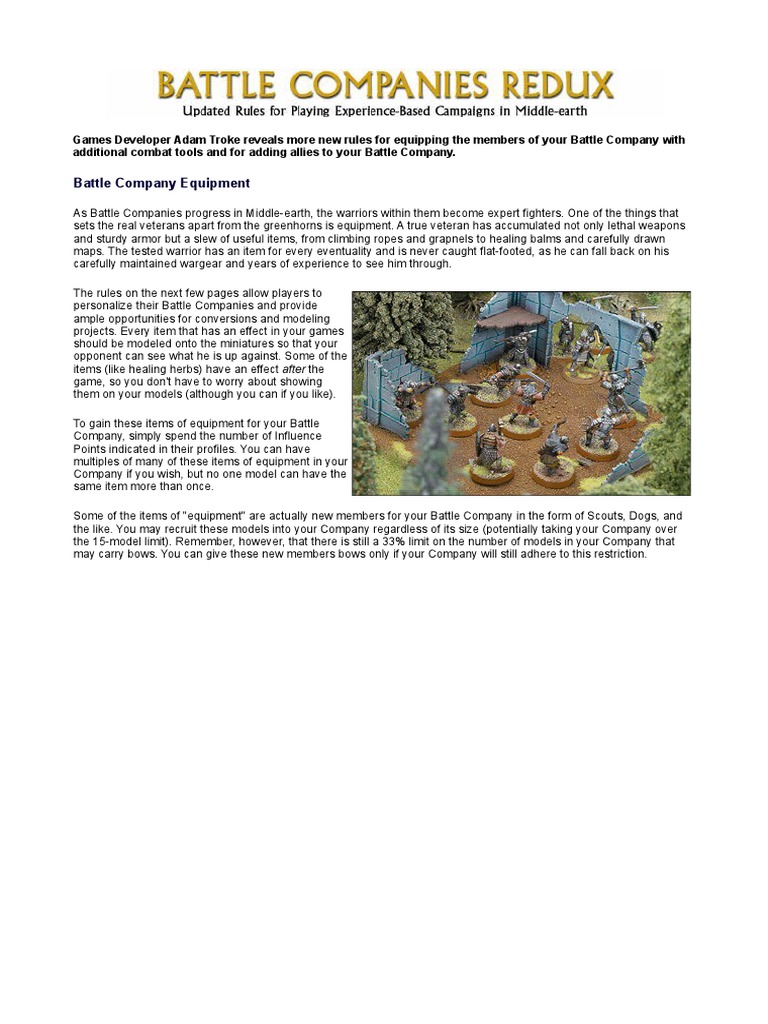Battle Companies Equipment | PDF | Elves | Dwarf (Middle Earth)