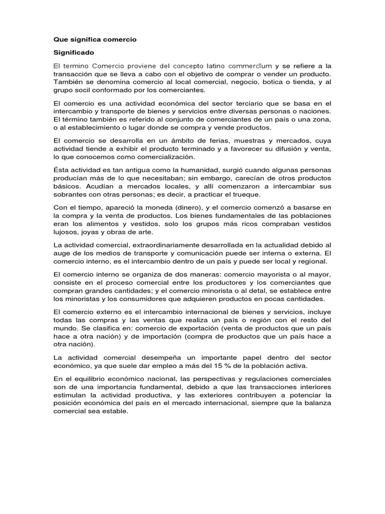 Que Significa Comercio | PDF | Comercio | Sector terciario de la economía