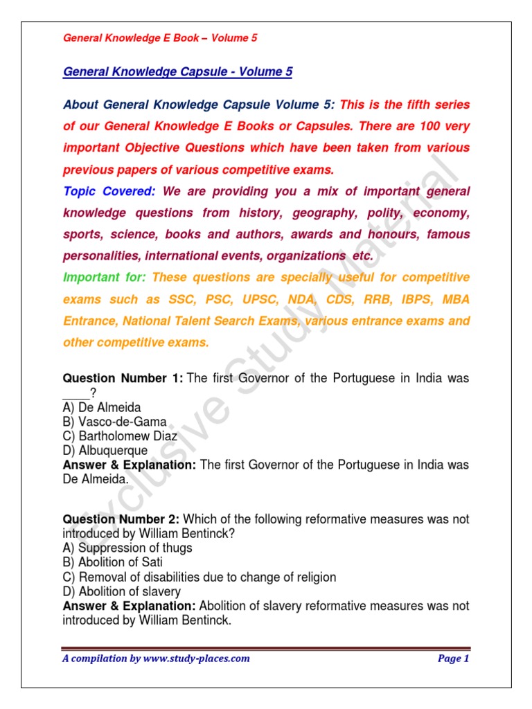 General Knowledge Capsule Volume 5 | PDF | Groundwater | E Books