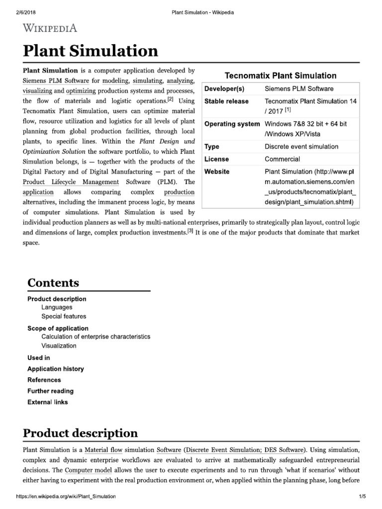 Plant Simulation | PDF
