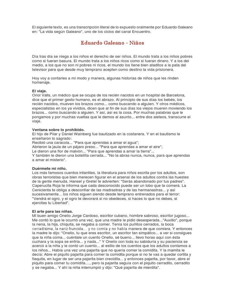 Niños - Eduardo Galeano | PDF