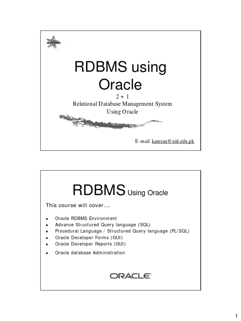 RDBMS Using Oracle | PDF | Oracle Database | Pl/Sql