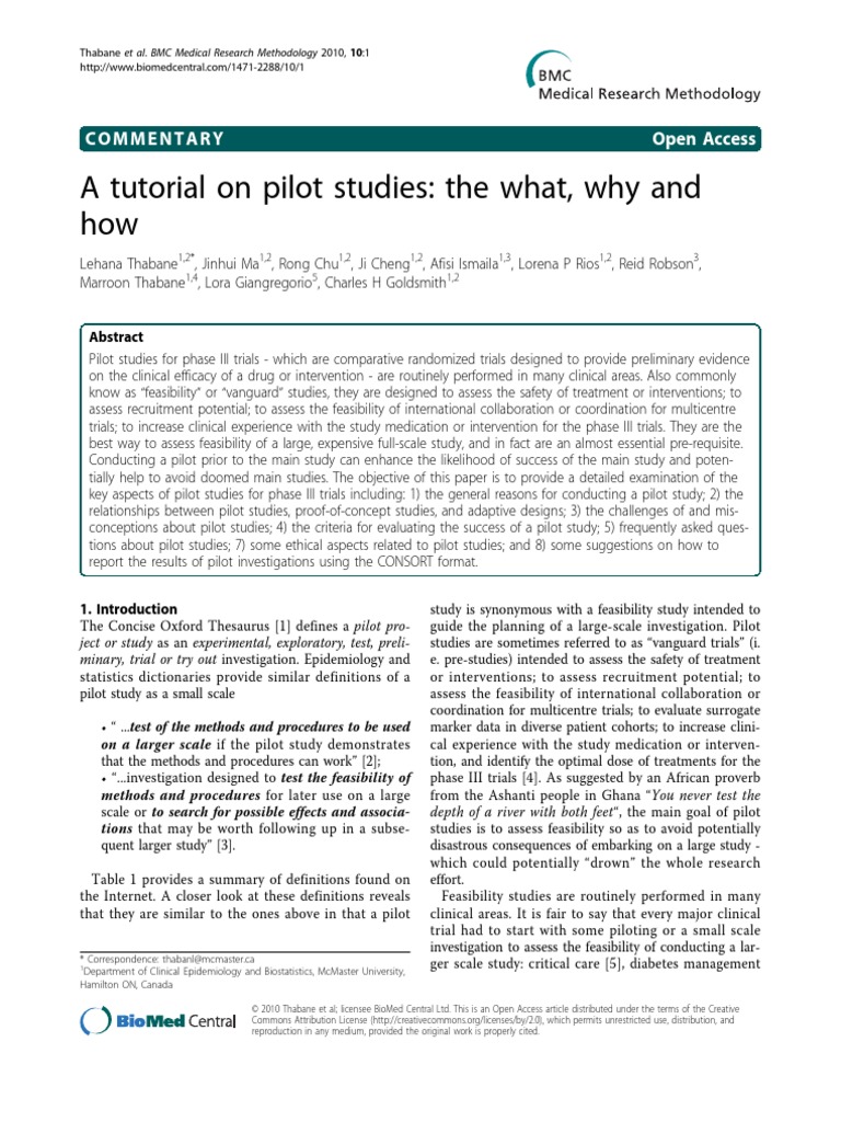 Pilot Study What Why How | PDF | Clinical Trial | Sample Size Determination
