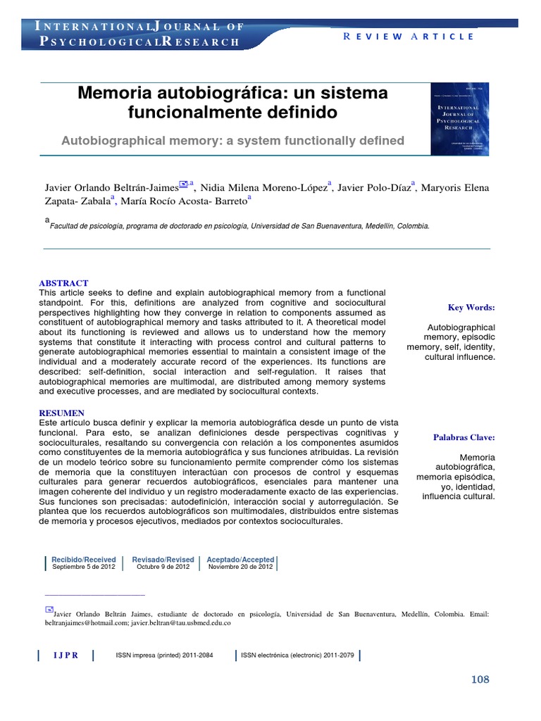 Understanding Autobiographical Memory: A Functional Perspective on Its ...