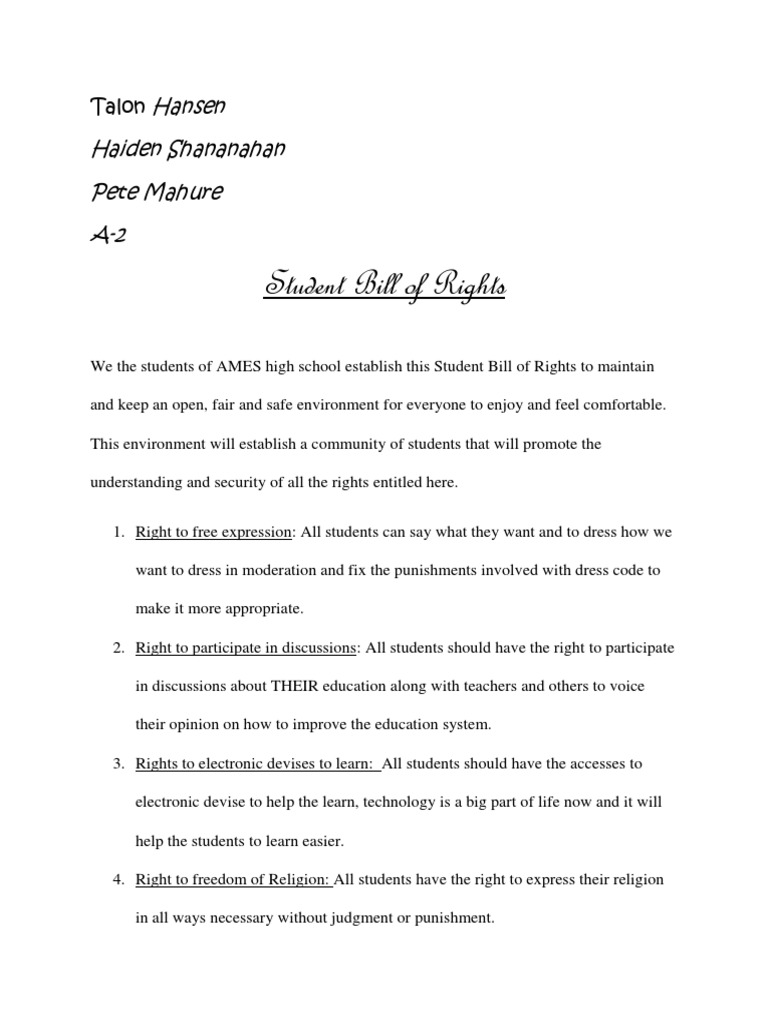 Student Bill of Rights | PDF | Sex Education | Social Institutions