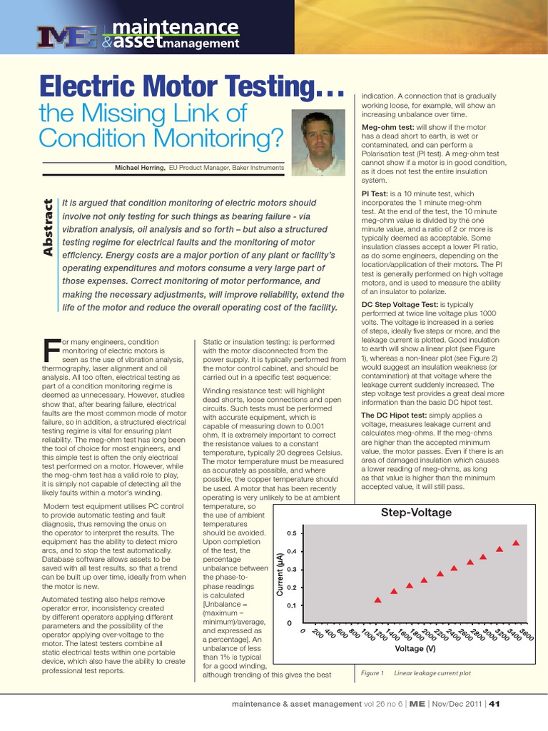 Electric Motor Testing | PDF | Insulator (Electricity) | Voltage