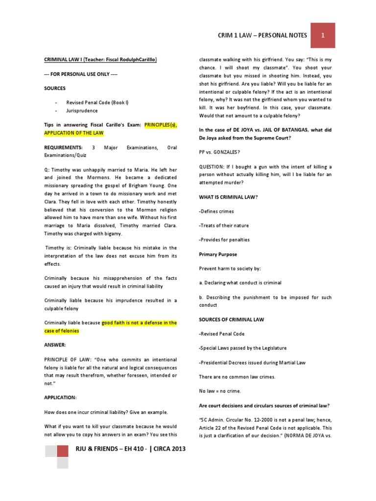 Criminal Law 1 Transcript | PDF | Crime & Violence | Crime Thriller