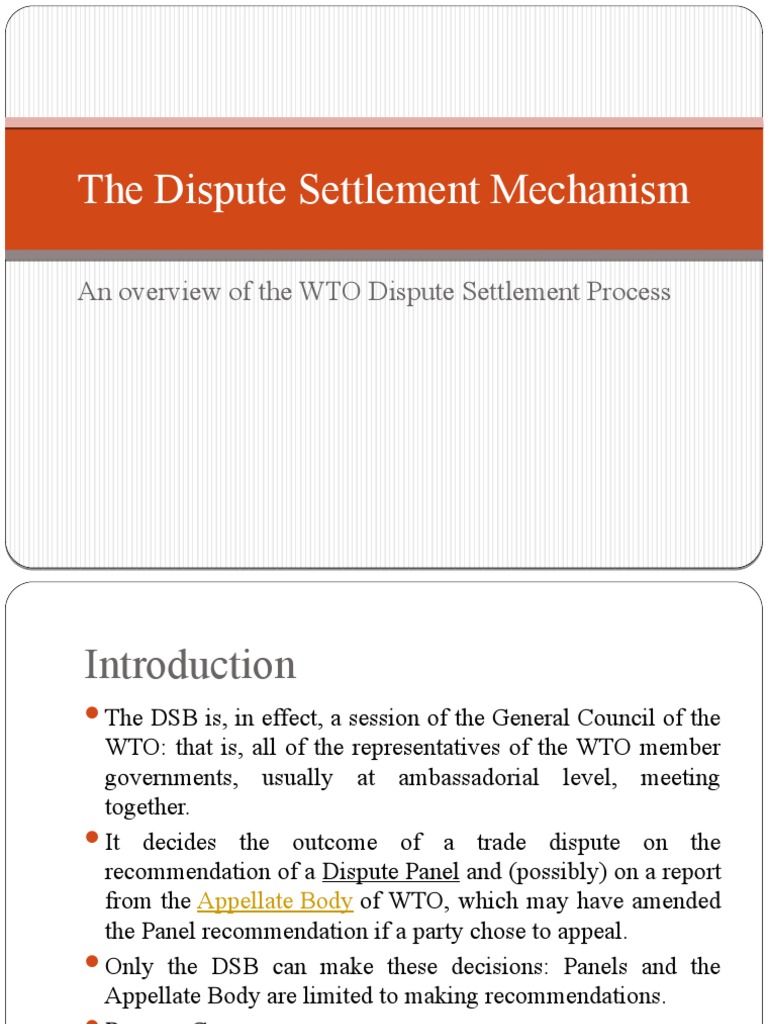 The Dispute Settlement Mechanism | PDF | World Trade Organization ...