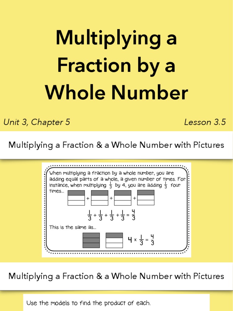 Multiplying A Fraction by A Whole Number: Unit 3, Chapter 5 Lesson 3.5 ...