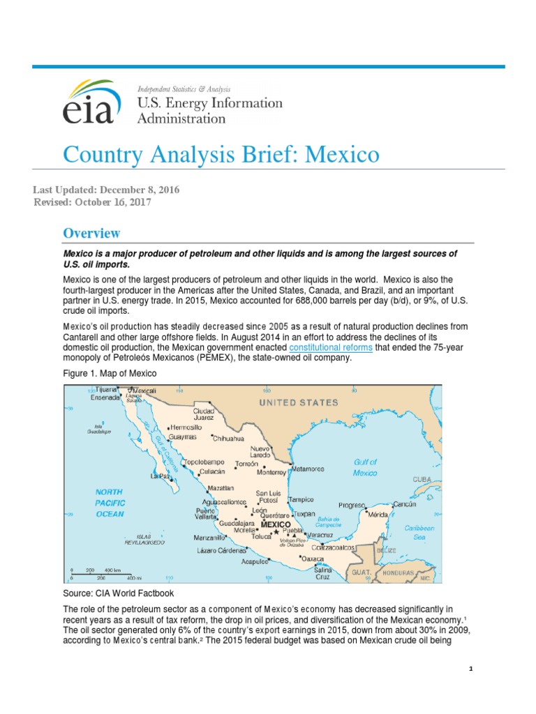 Country Analysis Brief: Mexico: Revised: October 16, 2017 | PDF ...