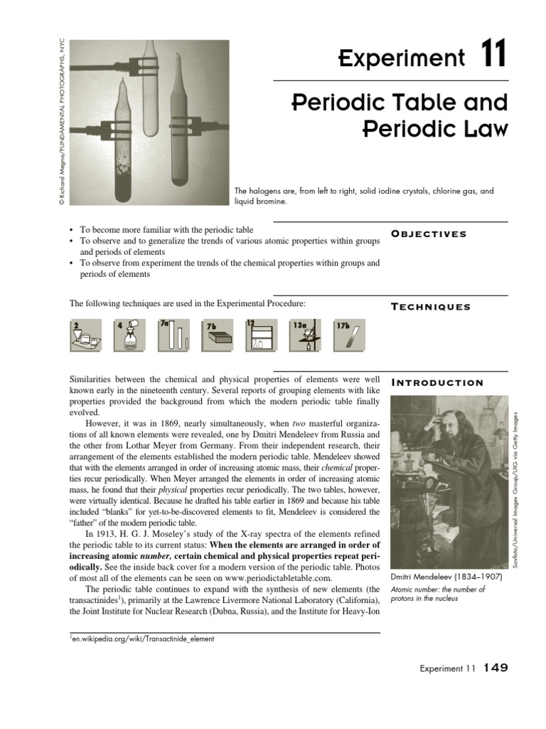 Experiment 11 Lab Manual | PDF | Periodic Table | Chemical Elements
