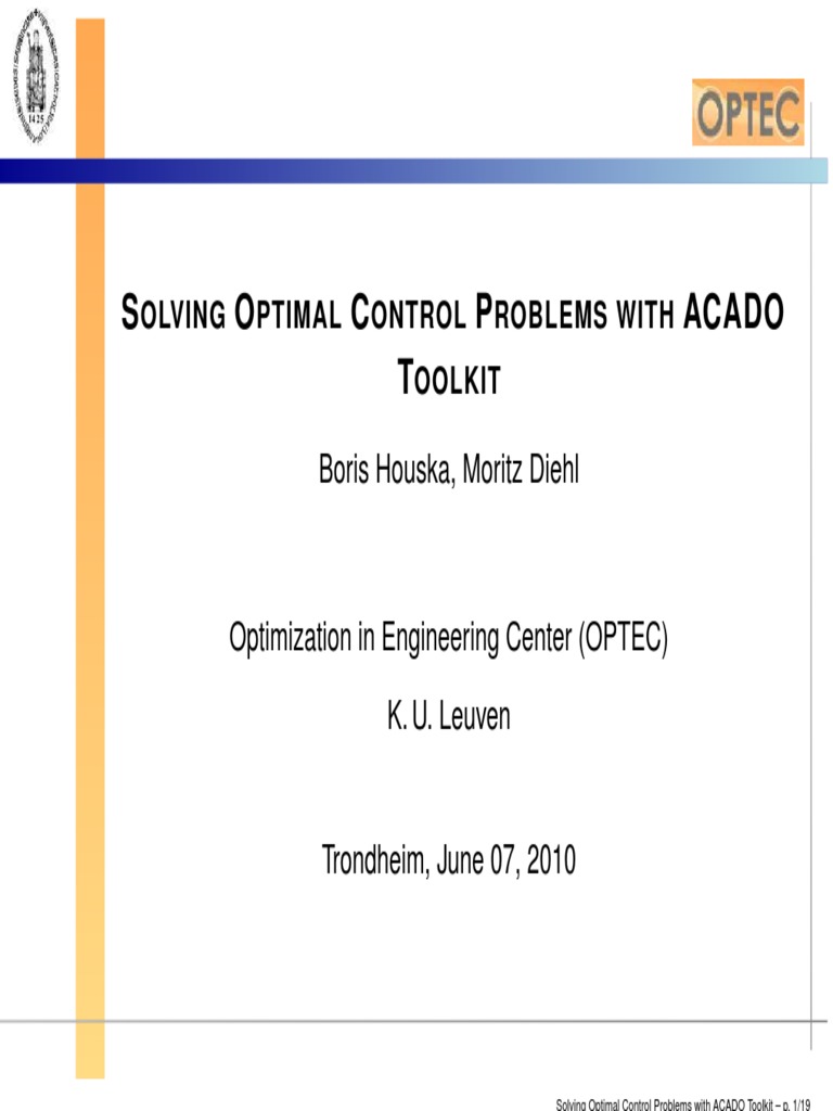 Acado Optimization | PDF | Optimal Control | Mathematical Optimization
