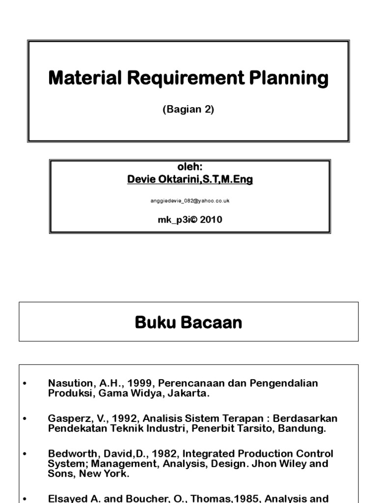 P3i 6.material Requirement Planning 2 | PDF