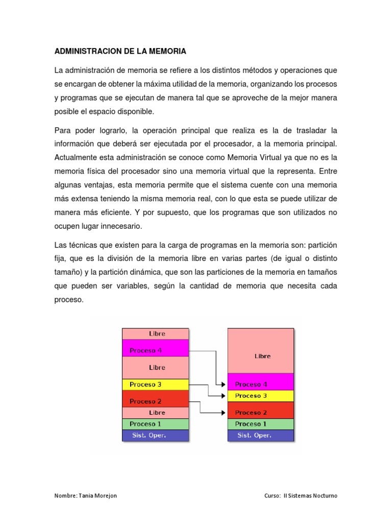 Administracion de La Memoria - Tania Morejon | PDF | Almacenamiento de ...