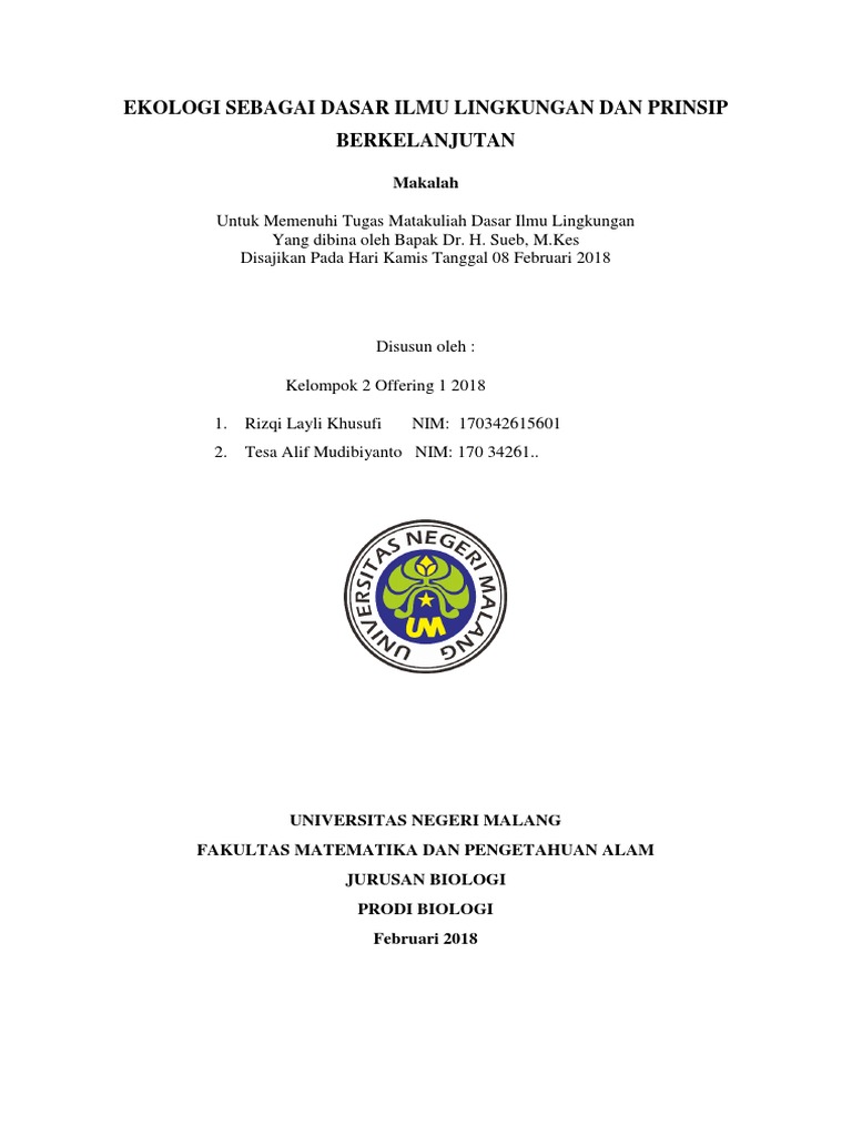 Makalah Ekologi Sebagai Dasar Ilmu Lingkungan Dan Prinsip Berkelanjutan ...
