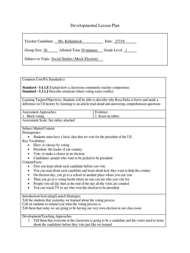 Mock Election Lesson | PDF | Voting | Rubric (Academic)