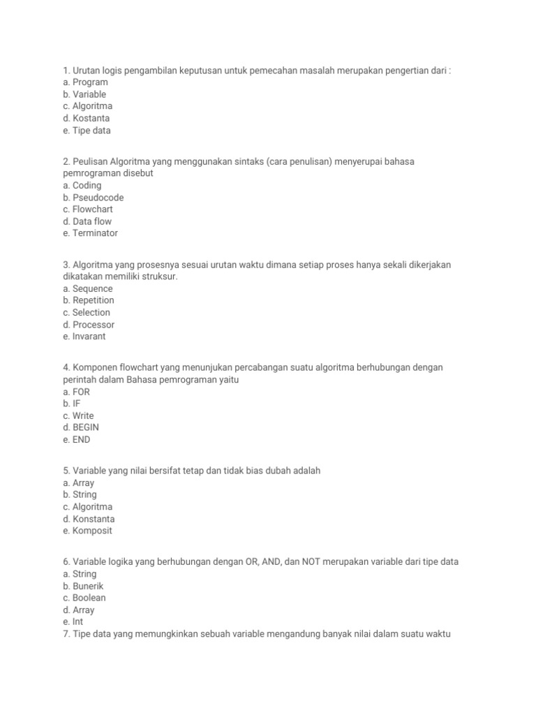 Soal Remidi Pemrograman Dasar | PDF