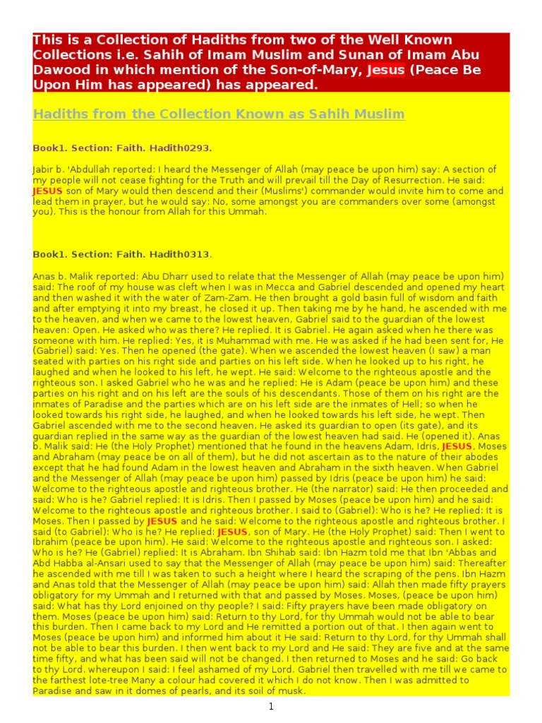 Hadiths on Jesus in Islamic Tradition | PDF | Muhammad | Gabriel