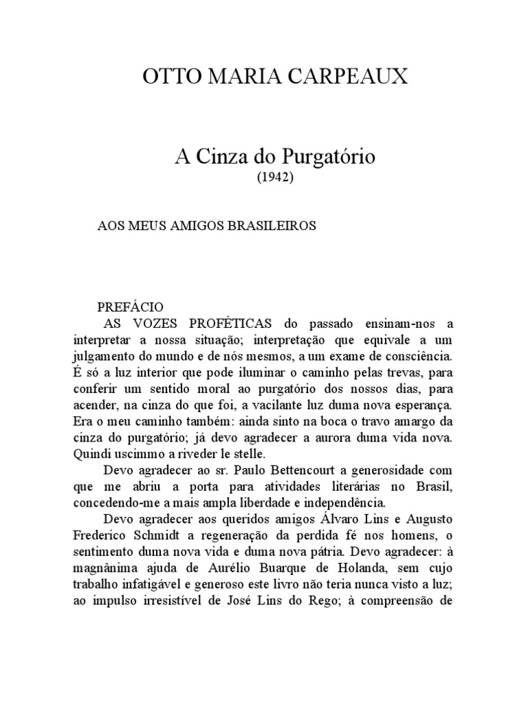 CARPEAUX, Otto Mario - A Cinza Do Purgatório PDF | PDF